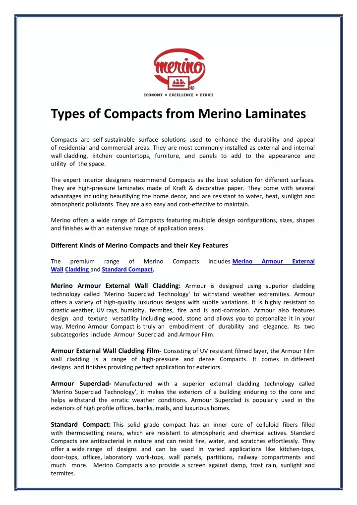 PPT - Types of Compacts from Merino Laminates PowerPoint Presentation ... PPT - Types of Compacts from Merino Laminates PowerPoint Presentation ...