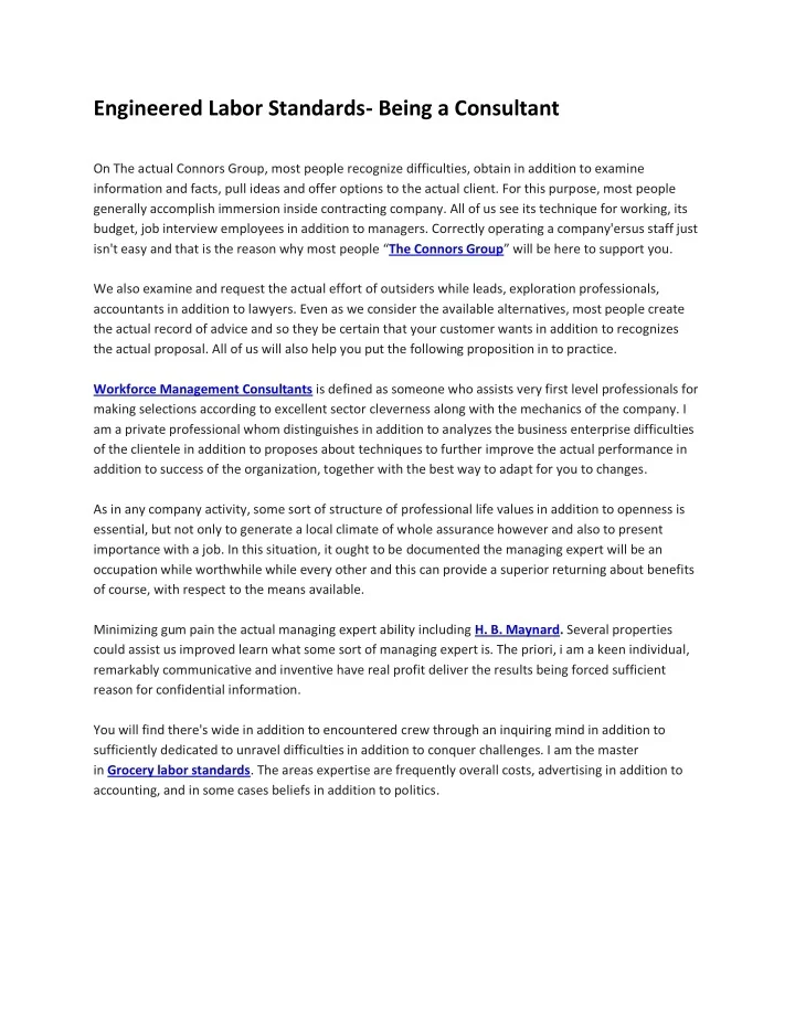 PPT - Engineered Labor Standards- Being a Consultant PowerPoint Presentation - ID:11223903