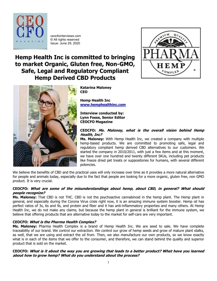 PPT - Katarina Maloney CEOCFO Magazine Interview PowerPoint ...