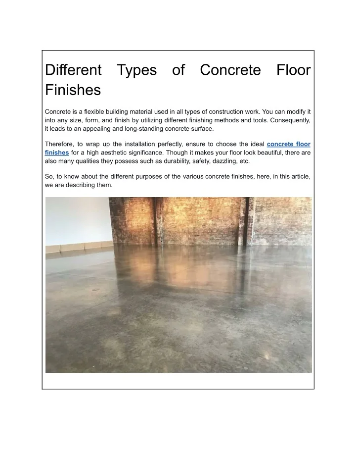 PPT - Different Types of Concrete Floor Finishes PowerPoint ...