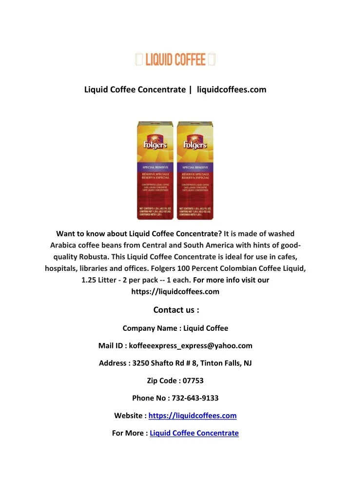 PPT - Liquid Coffee Concentrate PowerPoint Presentation, free download ...