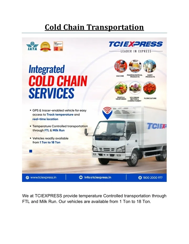 PPT - Cold Chain Transportation PowerPoint Presentation, free download ...