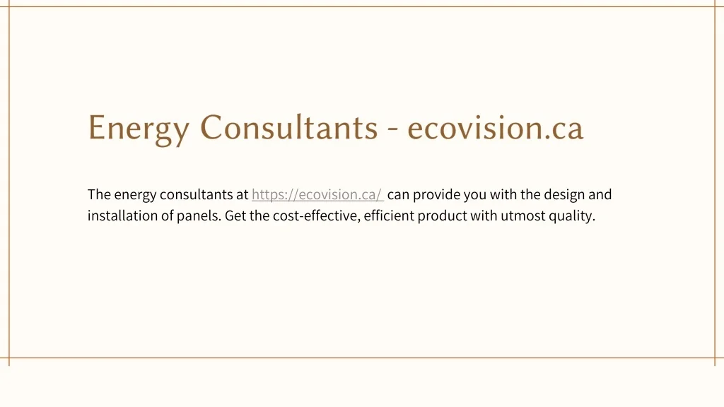 PPT - Energy Consultants - ecovision.ca PowerPoint Presentation, free ...