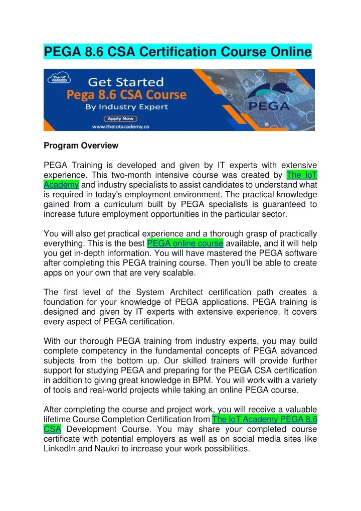 PPT - PEGA 8.6 CSA Certification Course Online PowerPoint Presentation ...