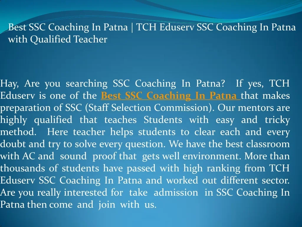PPT - Best BPSC Coaching In Patna | TCH Eduserv BPSC Coaching In Patna ...
