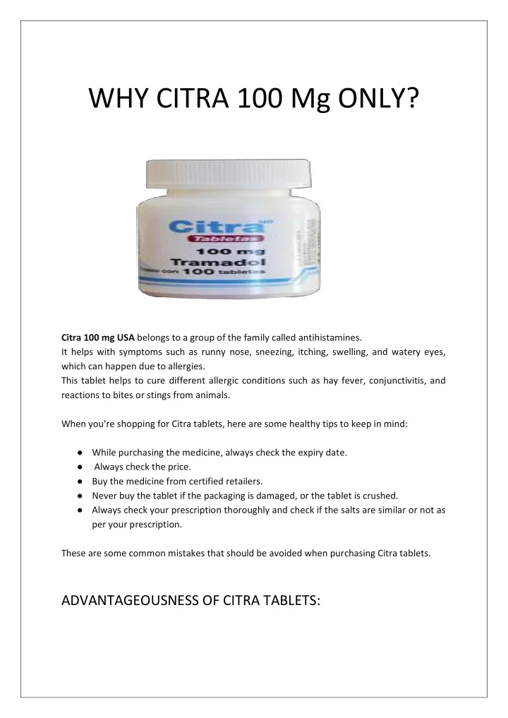PPT - WHY CITRA 100 Mg ONLY PowerPoint Presentation, free download - ID ...