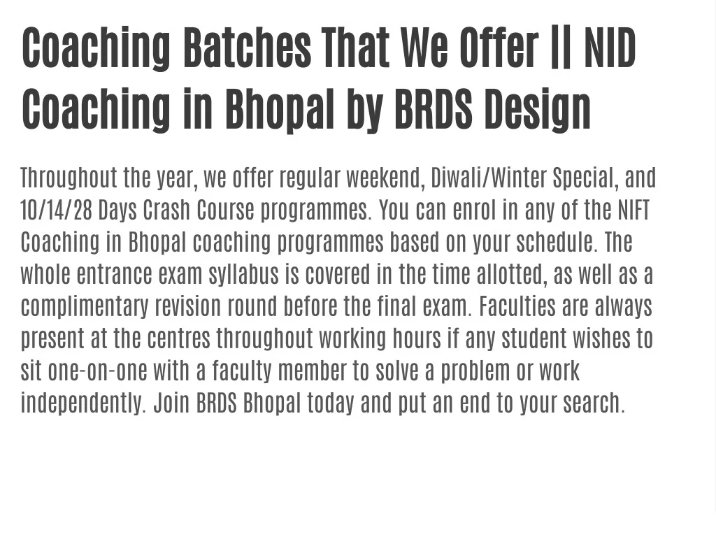 PPT - NID Coaching in Bhopal || BRDS Design PowerPoint Presentation ...
