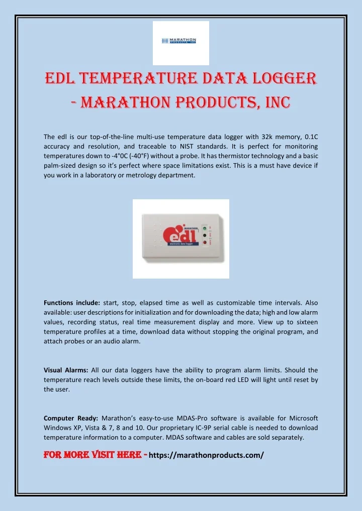 PPT - edl Temperature Data Logger - Marathon Products, Inc PowerPoint ...