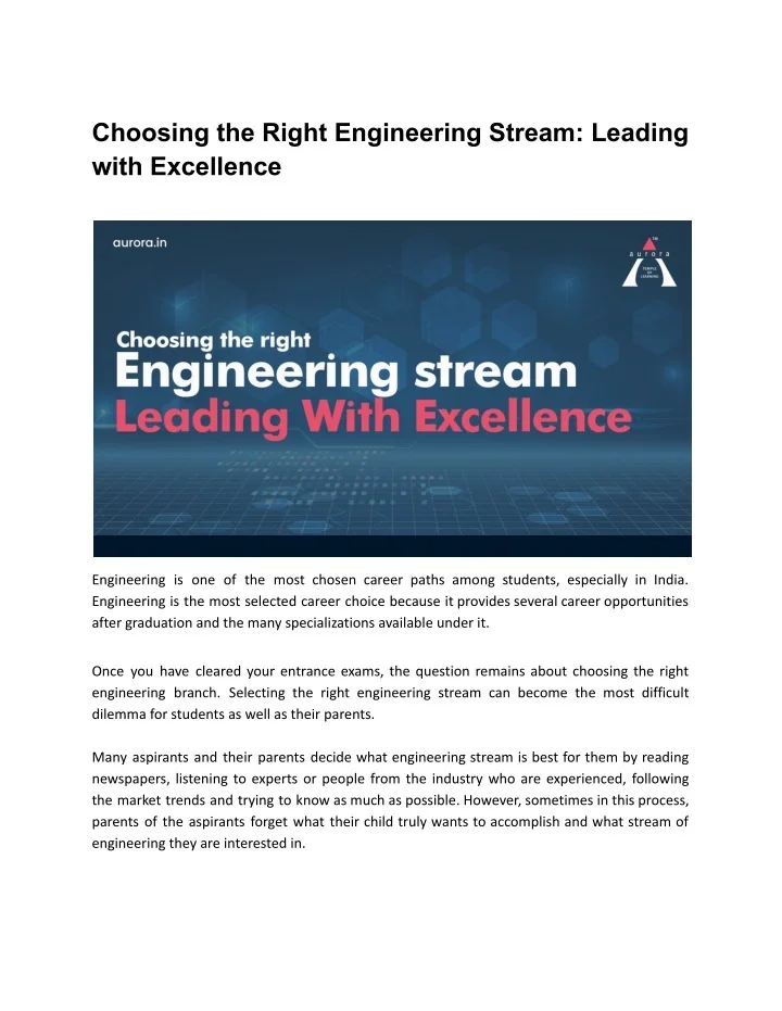 PPT - Choosing The Right Engineering Stream PowerPoint Presentation ...