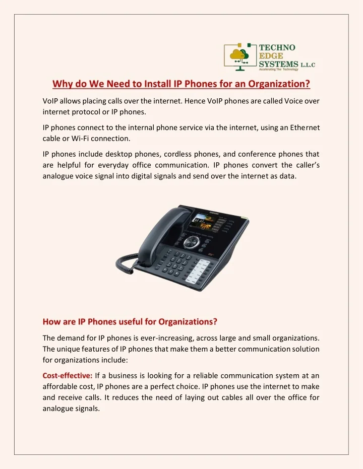 PPT - Why do We Need to Install IP Phones for an Organization ...