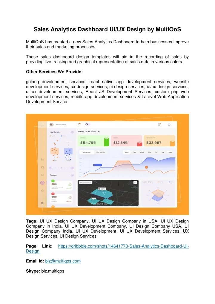 PPT - Sales Analytics Dashboard UI UX Design by MultiQoS PowerPoint ...