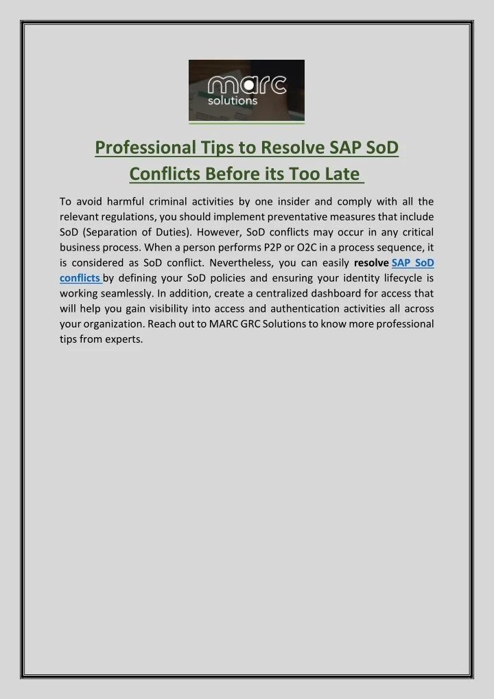 PPT - Professional Tips to Resolve SAP SoD Conflicts Before its Too ...