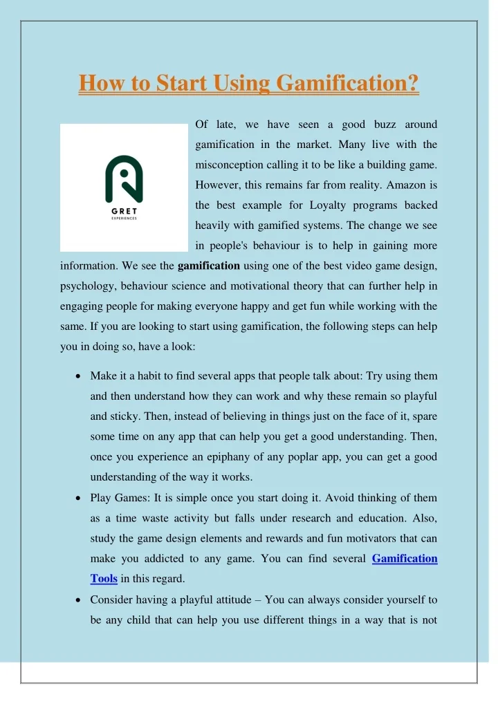 PPT - How to Start Using Gamification PowerPoint Presentation, free ...