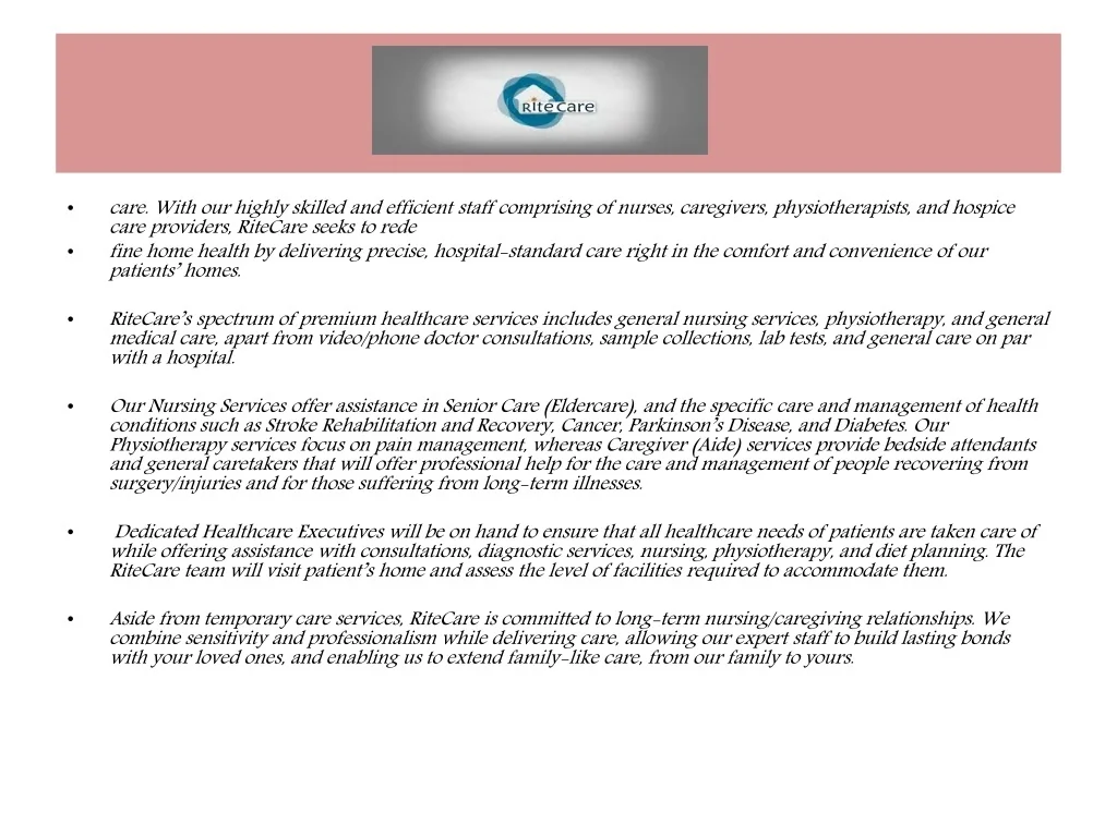 PPT - RITE CARE HEALTH CARE @ HOME ppt PowerPoint Presentation, free ...