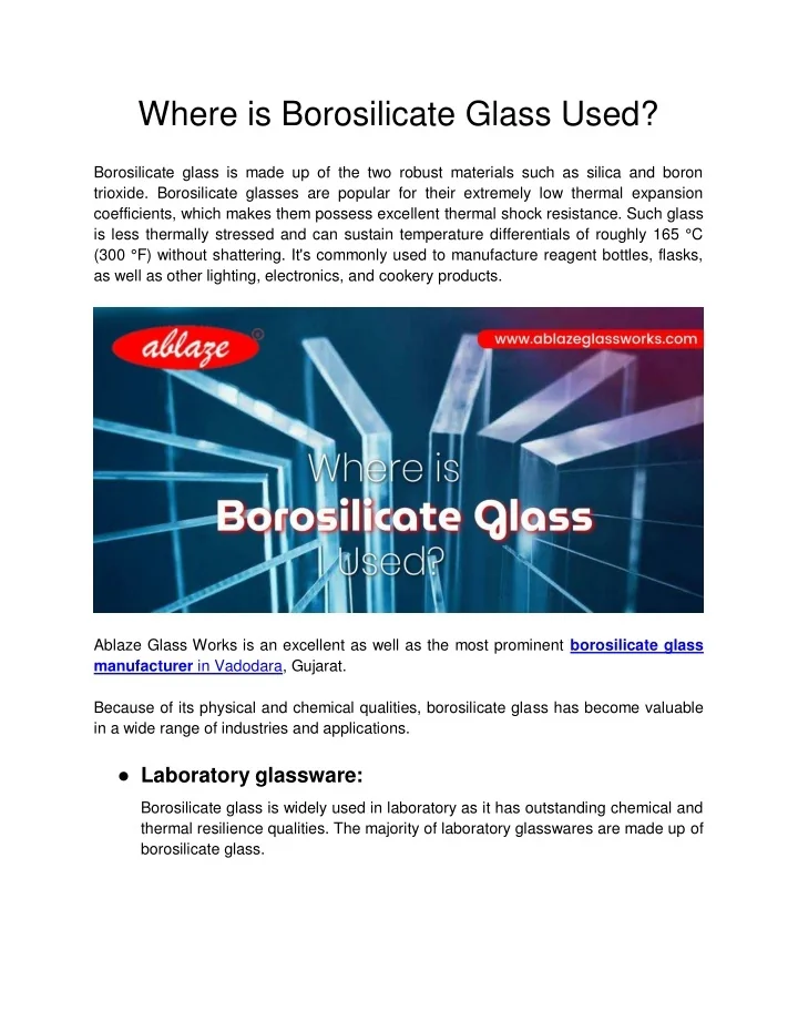 PPT - Ablaze Glass Works - Where is Borosilicate Glass Used PowerPoint ...