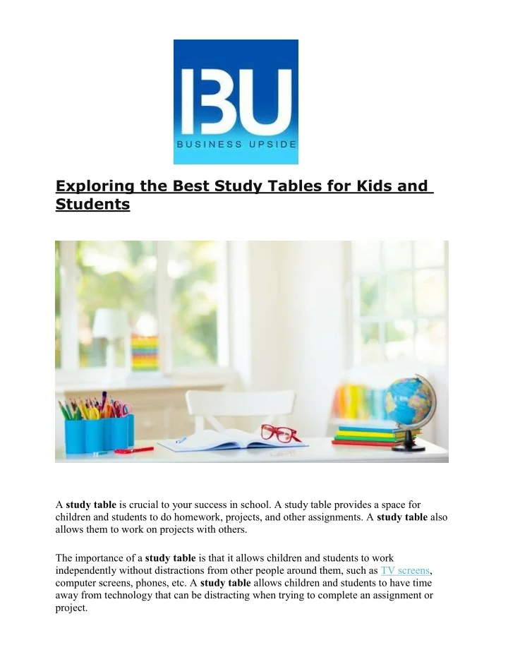 PPT - Exploring the Best Study Tables for Kids and Students PowerPoint ...