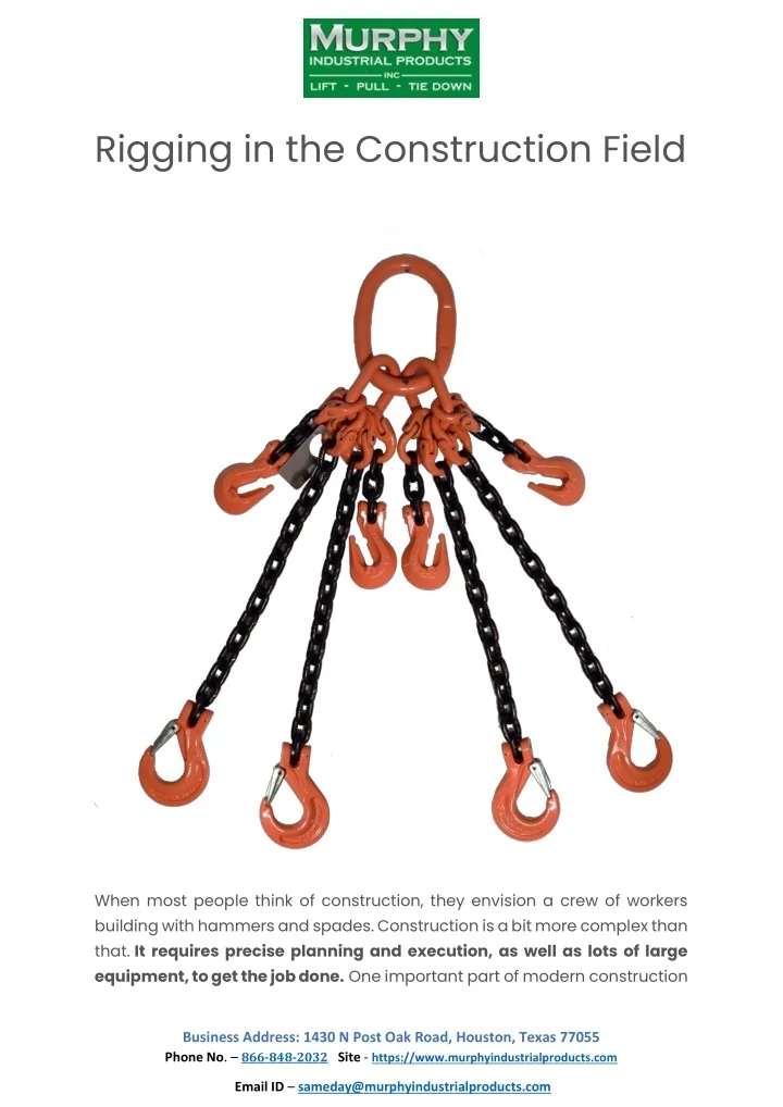 PPT - Rigging in the Construction Field PowerPoint Presentation, free ...
