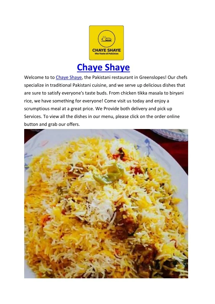 PPT - Chaye Shaye Restaurant Menu Greenslopes, QLD | $5 off PowerPoint ...
