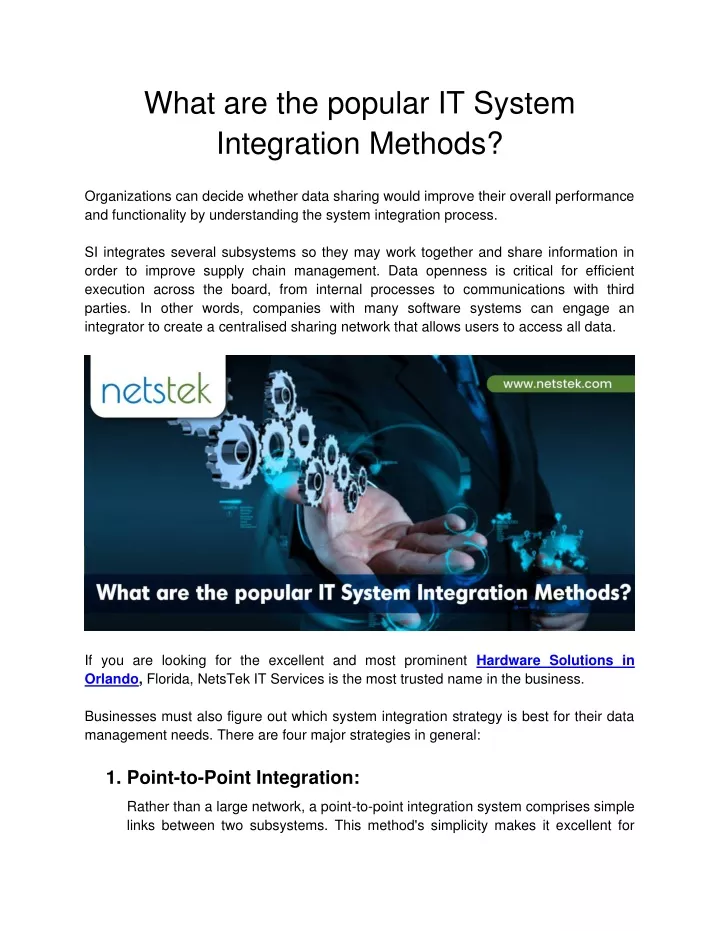 PPT - NetsTek - What are the popular IT System Integration Methods ... PPT - NetsTek - What are the popular IT System Integration Methods ...