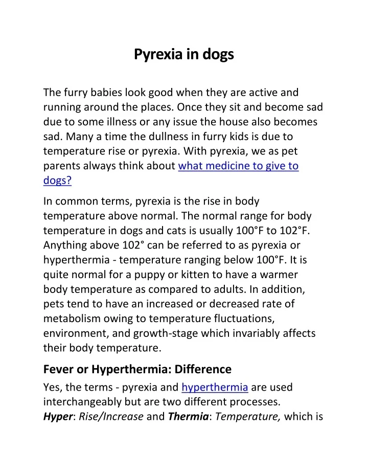 PPT - Pyrexia in dogs PowerPoint Presentation, free download - ID:11240950