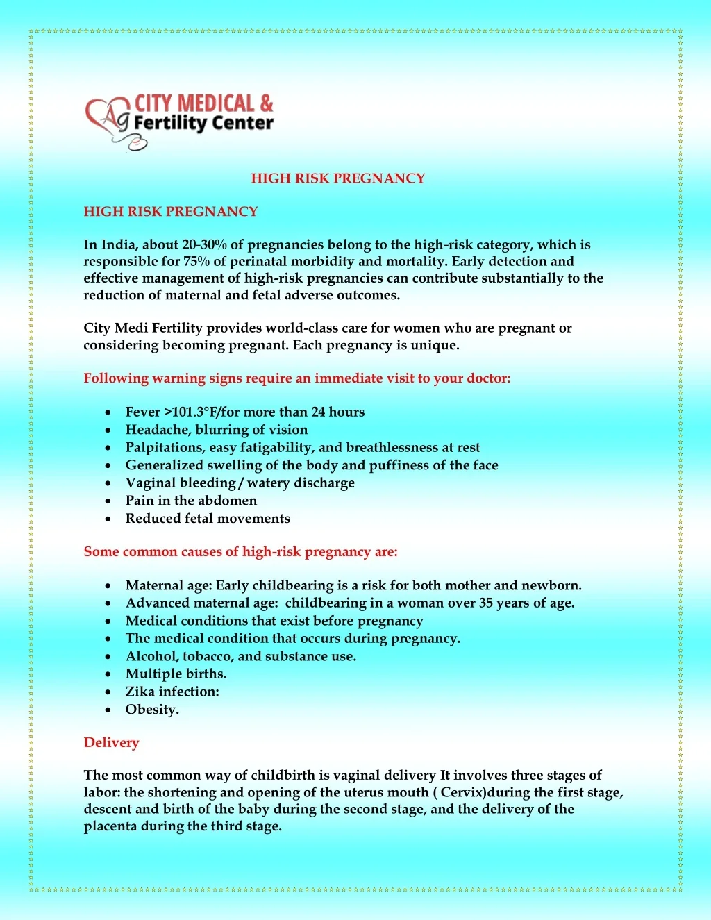 PPT - High-risk pregnancy: What to Expect - Citymedifertility ...