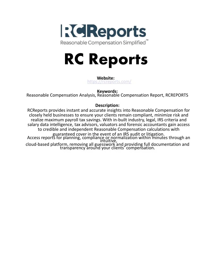 PPT - RC Reports PowerPoint Presentation, free download - ID:11242016