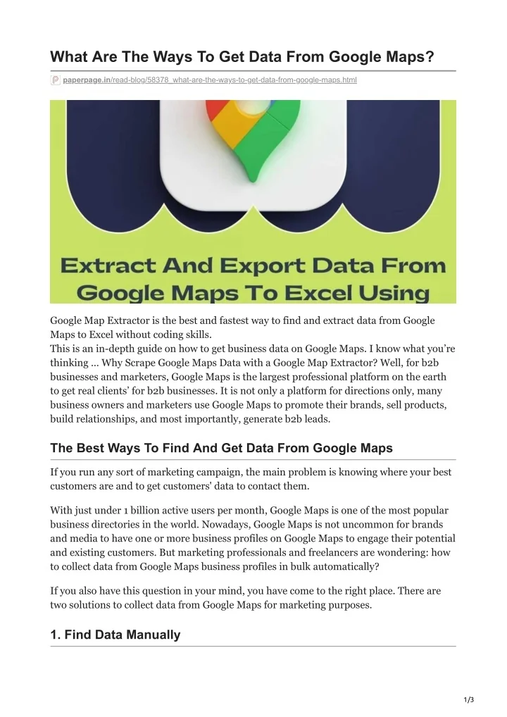 PPT 1What Are The Ways To Get Data From Google Maps PowerPoint Presentation ID 11242586
