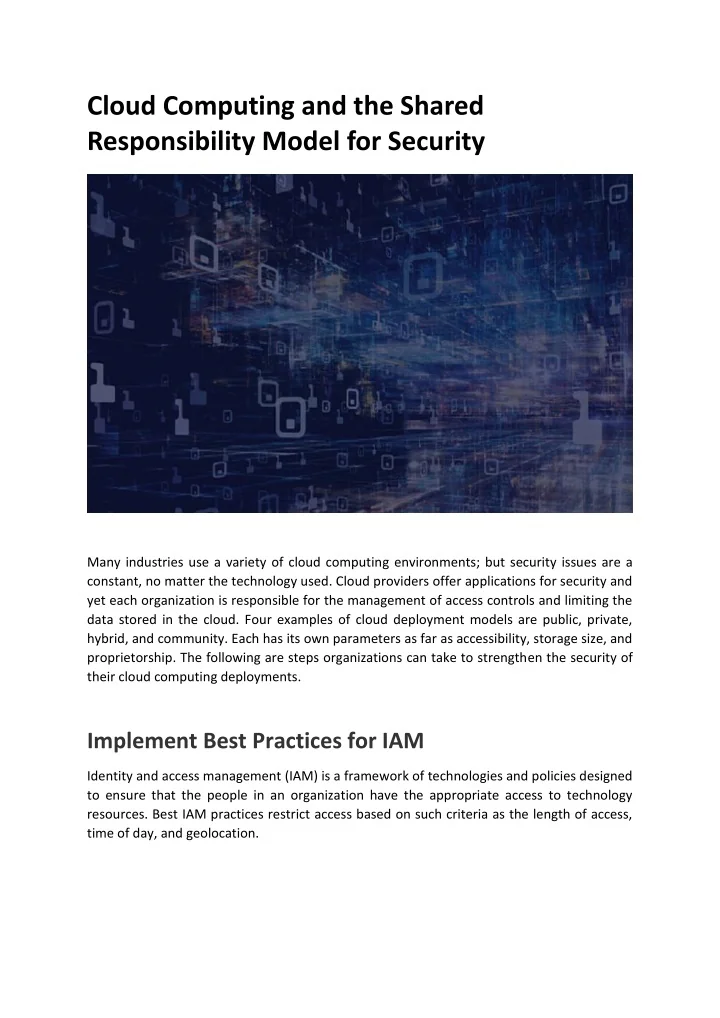 PPT - Cloud Computing and the Shared Responsibility Model for Security ...