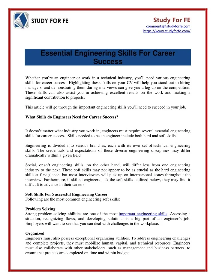 PPT - Essential Engineering Skills For Career Success PowerPoint Presentation - ID:11243335