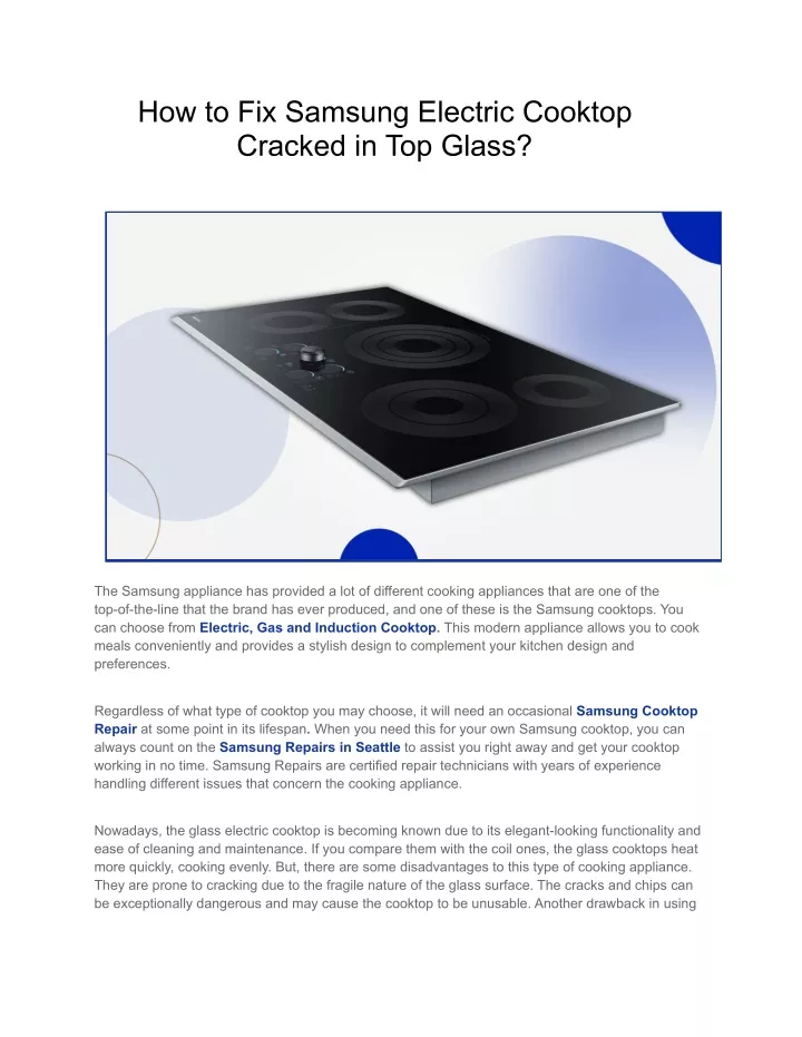 Ppt How To Fix Samsung Electric Cooktop Cracked In Top Glass Powerpoint Presentation Id11246527