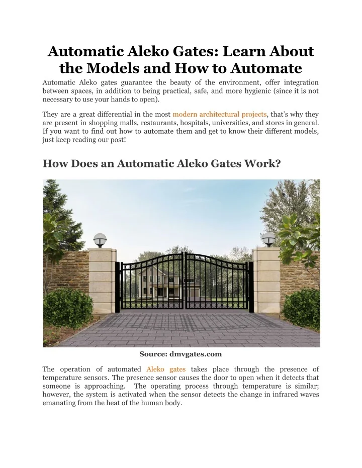 PPT - Automatic Aleko Gates_ Learn About the Models and How to Automate ...