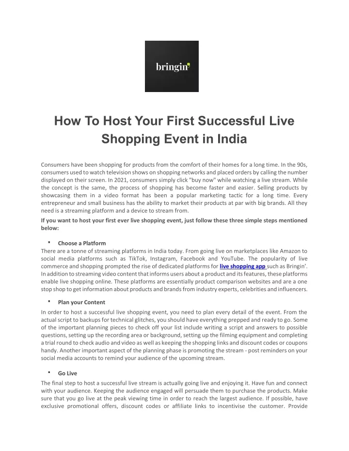 PPT - How To Host Your First Successful Live Shopping Event in India ... PPT - How To Host Your First Successful Live Shopping Event in India ...