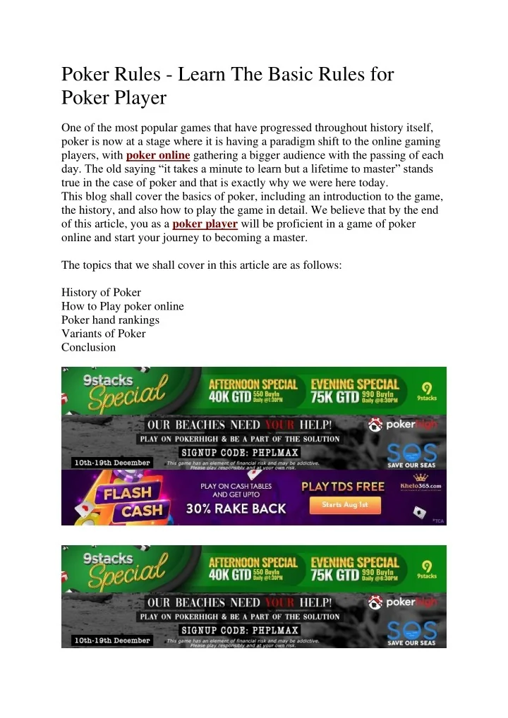 PPT - Poker Rules - Learn The Basic Rules for Poker Player PowerPoint ...