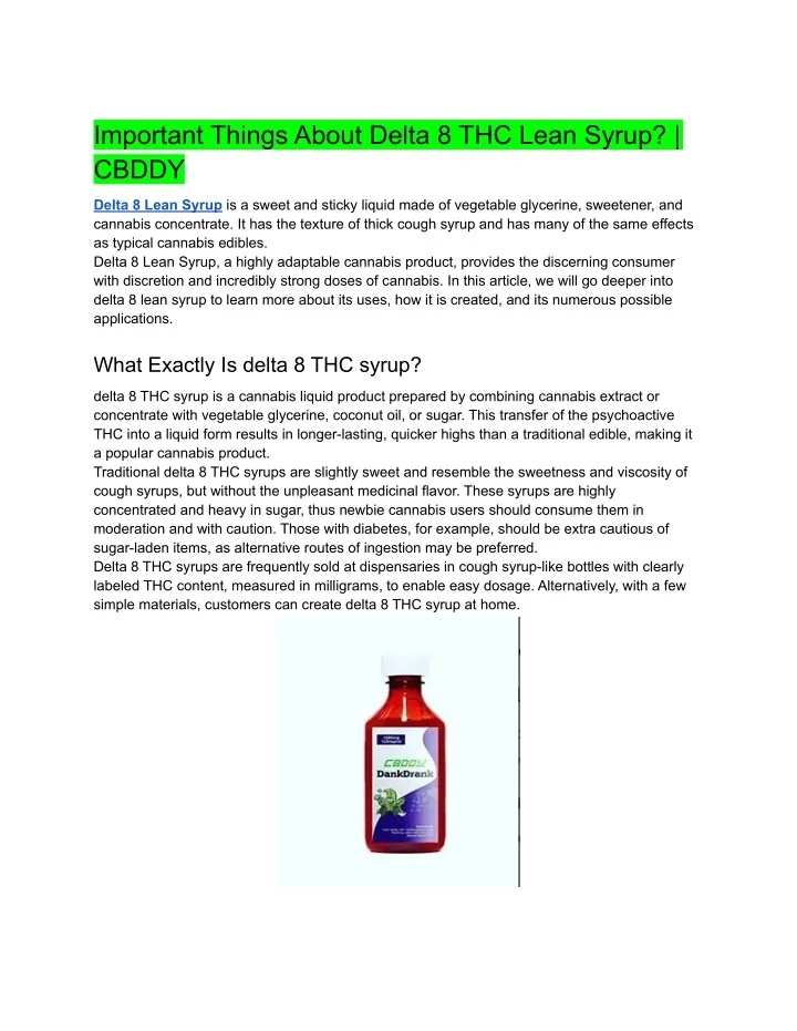 PPT - Important Things About Delta 8 THC Lean Syrup? | CBDDY PowerPoint ...