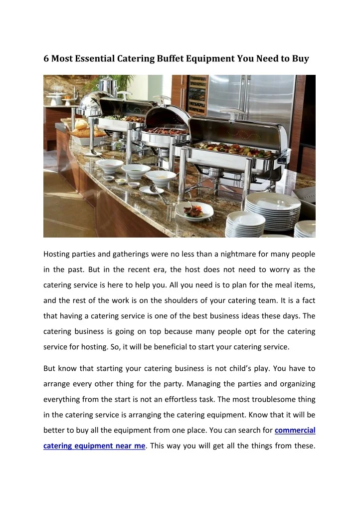 PPT - 6 Most Essential Catering Buffet Equipment You Need to Buy ...