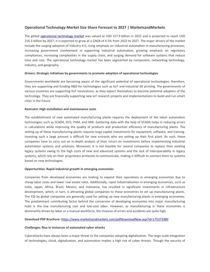 PPT - Operational Technology Market PowerPoint Presentation, free ...