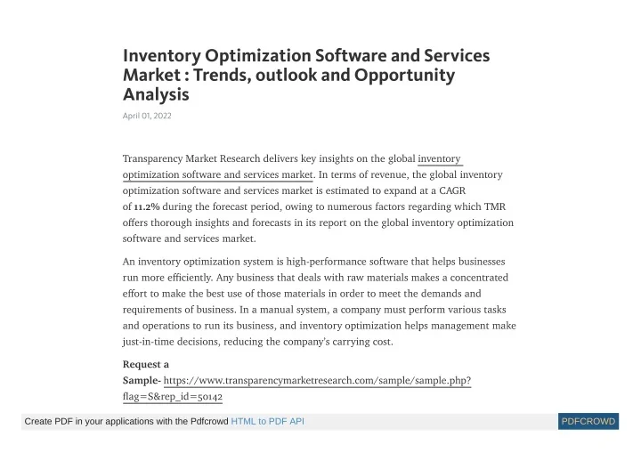 PPT - Inventory Optimization Software and Services Market Share 2031 ...
