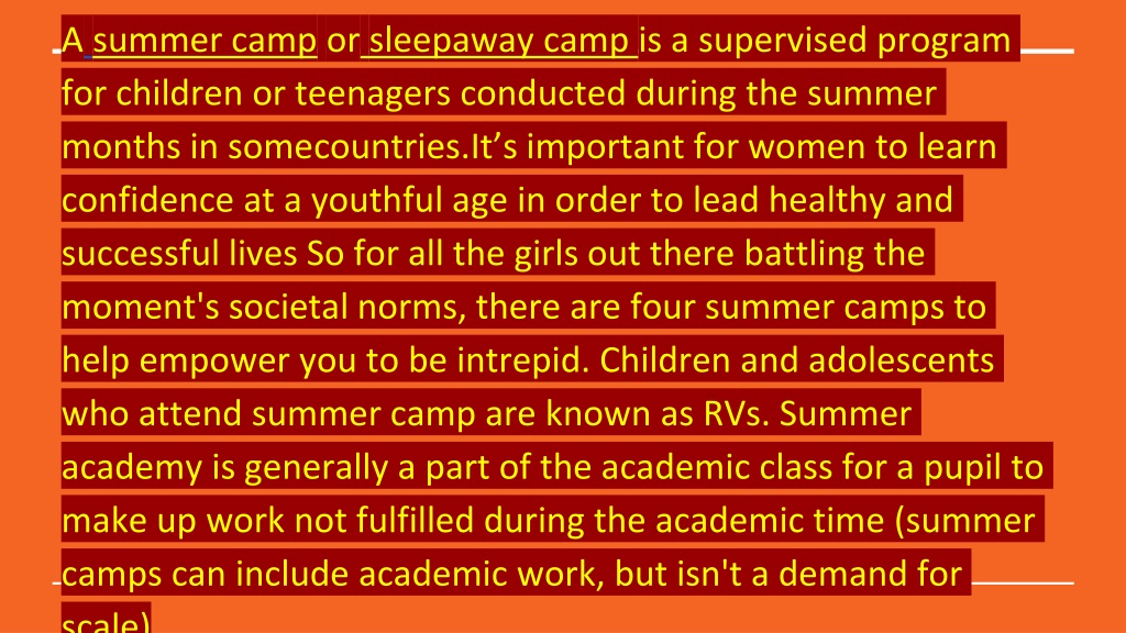 Ppt Sleepaway Camp For Girls Powerpoint Presentation Free Download