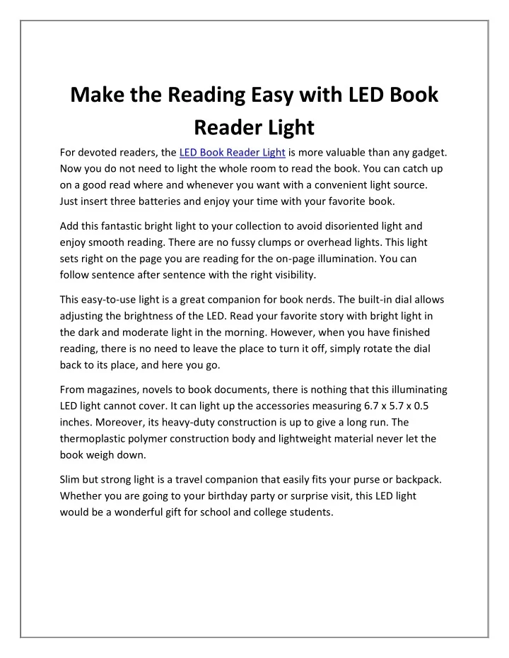 PPT - LED Book Reader Light PowerPoint Presentation, free download - ID ...