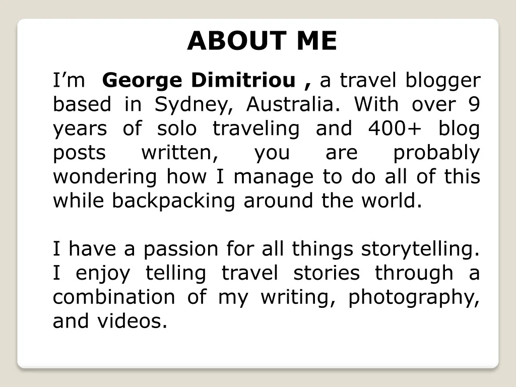 PPT - Sydney Mega news about famous travel blogger George Dimitriou ...
