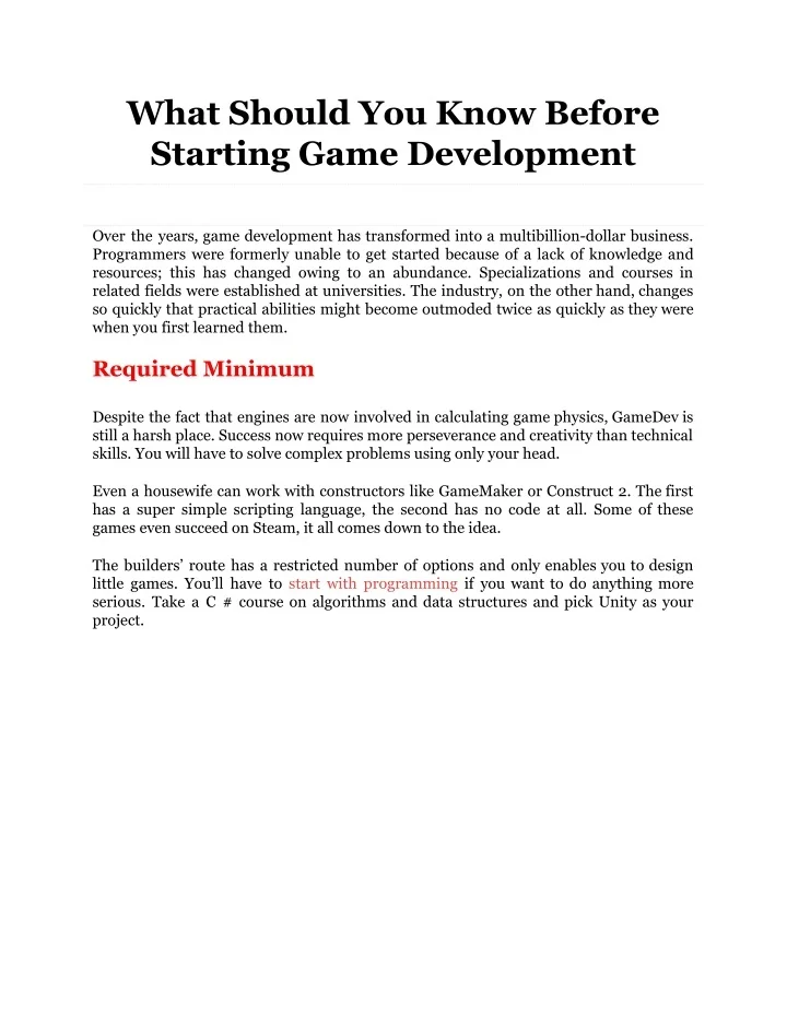 PPT - What Should You Know Before Starting Game Development PowerPoint ...
