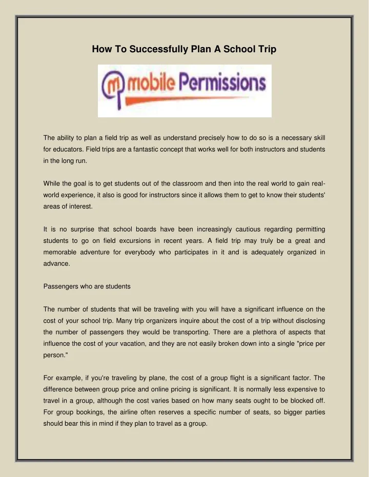 PPT - How To Successfully Plan A School Trip PowerPoint Presentation ...