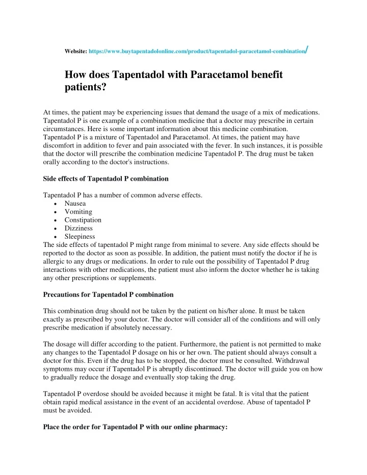 PPT - How does Tapentadol with Paracetamol benefit patients? PowerPoint ...