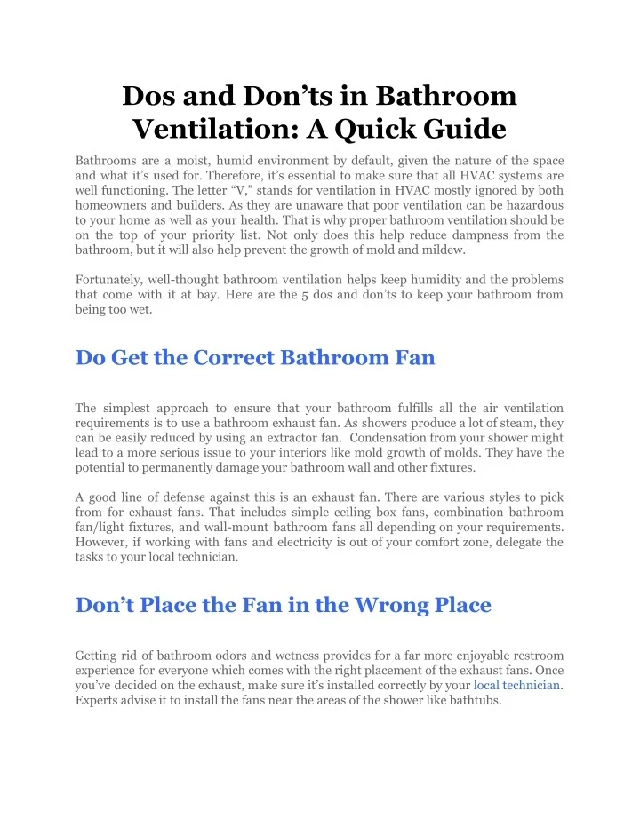 PPT - Dos and Don’ts in Bathroom Ventilation_ A Quick Guide PowerPoint ...