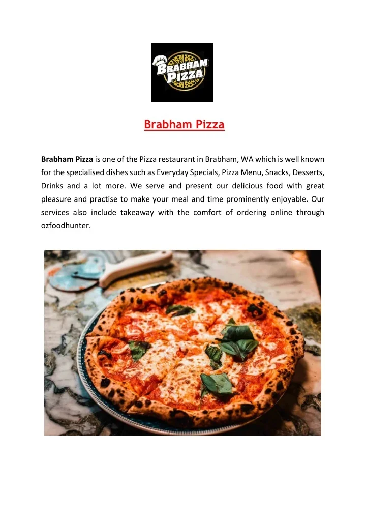 PPT - Brabham Pizza Restaurant Takeaway Menu, WA - $5 off PowerPoint ...