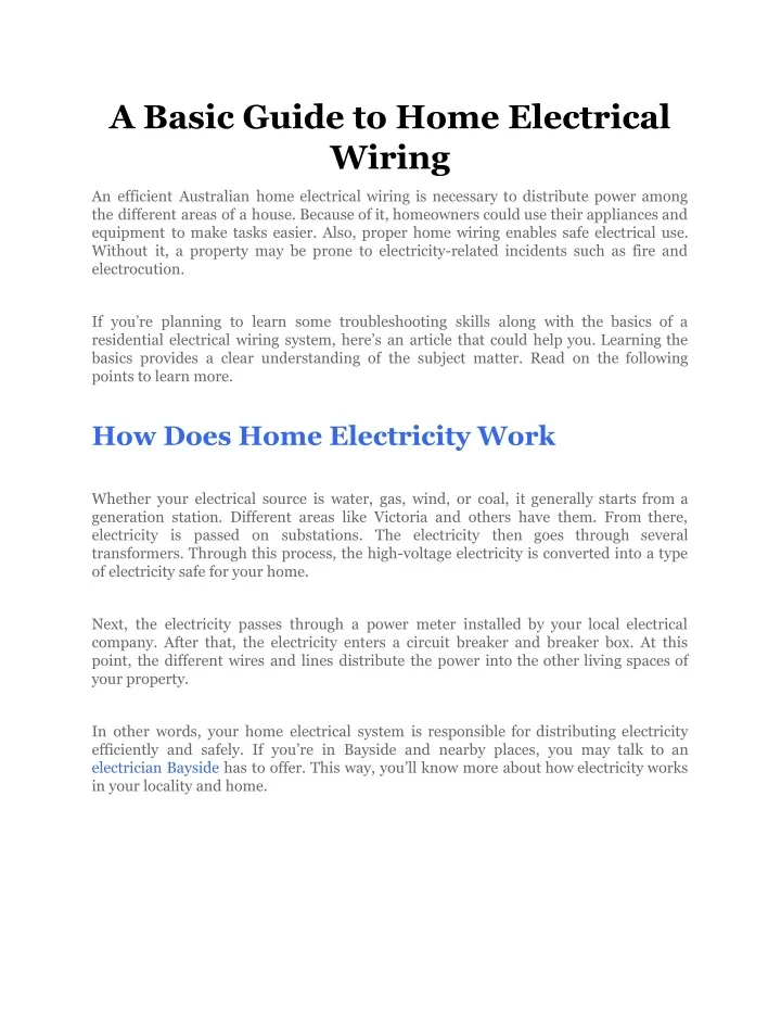 PPT - A Basic Guide to Home Electrical Wiring PowerPoint Presentation ...