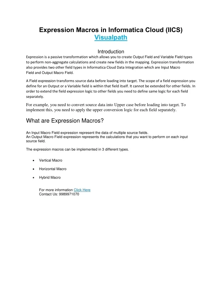 PPT - Expression Macros in Informatica Cloud (IICS) Visualpath ...