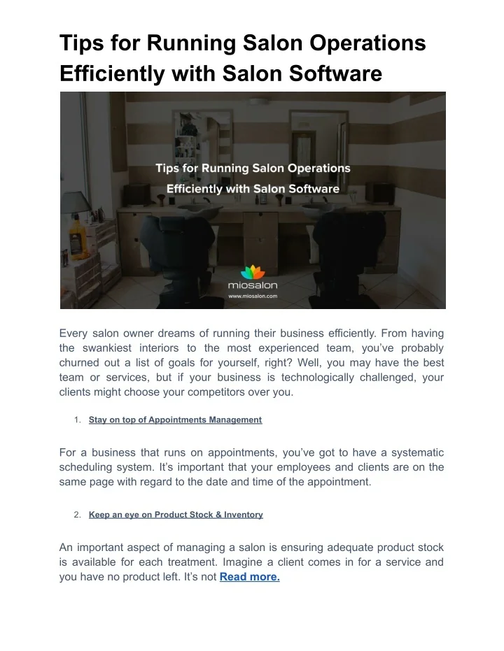 PPT - Tips for Running Salon Operations Efficiently with Salon Software ...