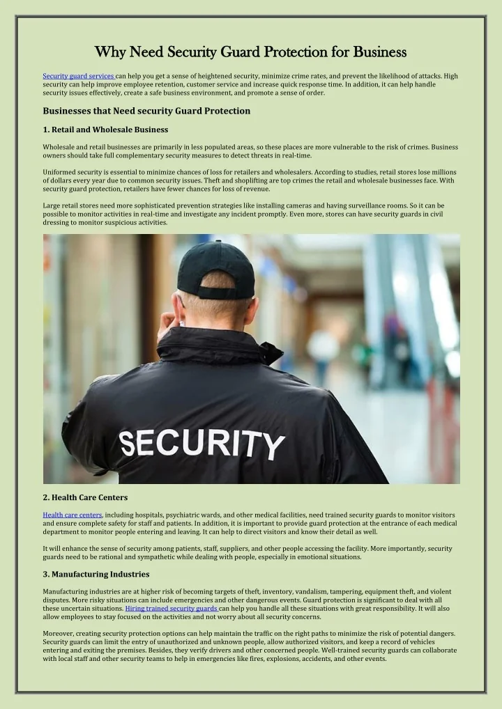 PPT - Why Need Security Guard Protection for Business PowerPoint ...