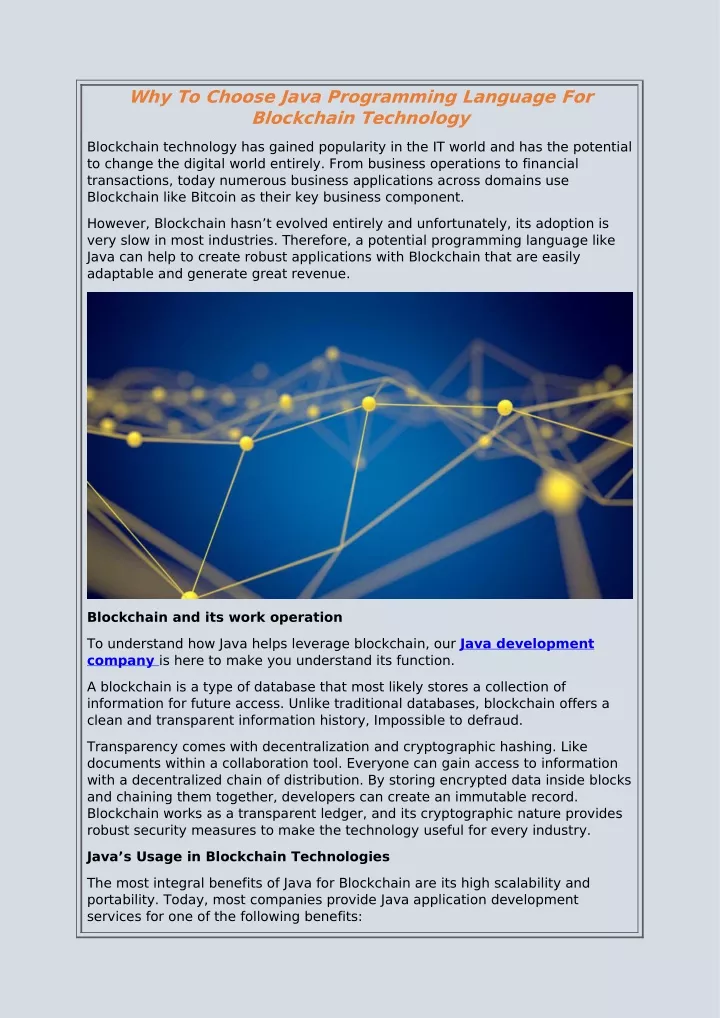 Ppt Why To Choose Java Programming Language For Blockchain Technology Powerpoint Presentation